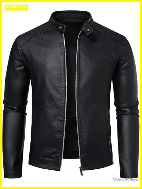 Other | Faux Leather Motorcycle Jacket Stand Collar Biker Coat | Poshmark